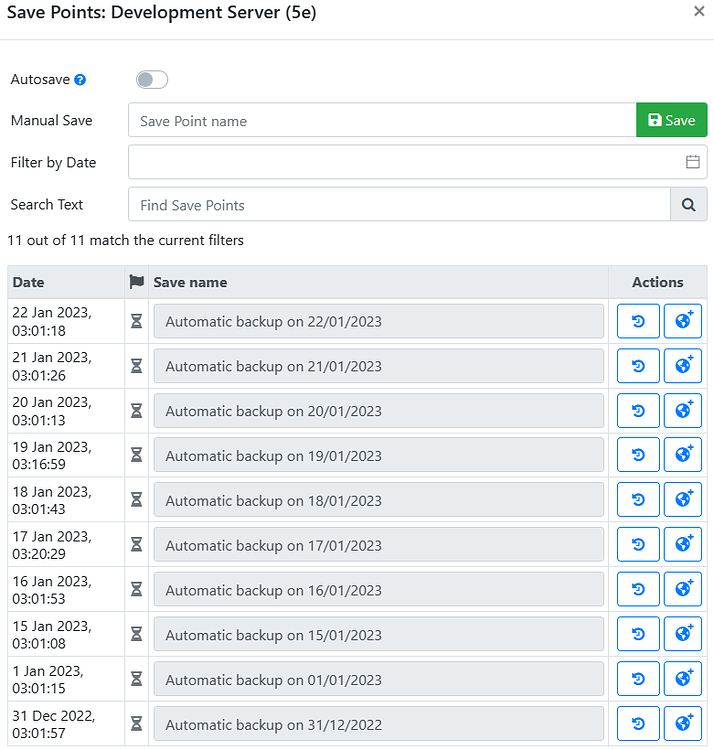 Save points and backups for new server - Help - The Forge