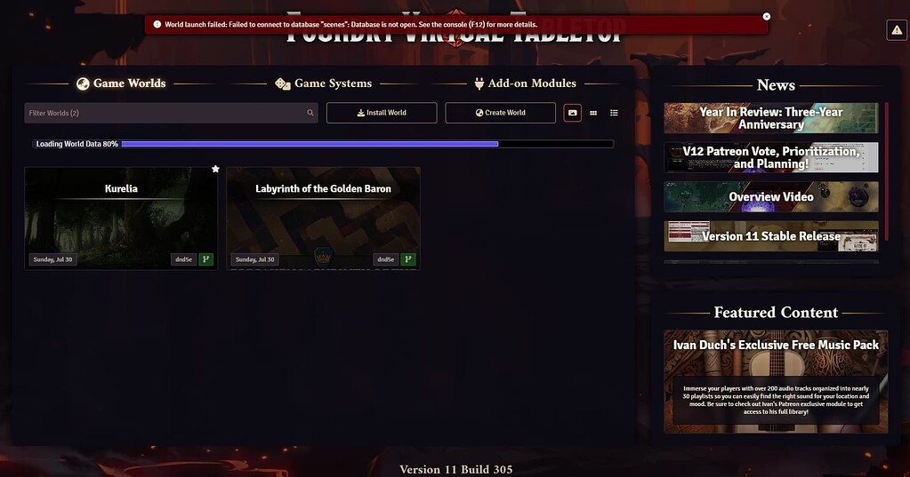 Cannot connect to Scenes database - Help - The Forge