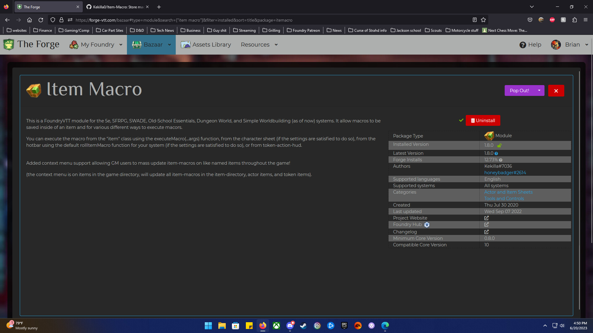 Item Macro module - Help - The Forge